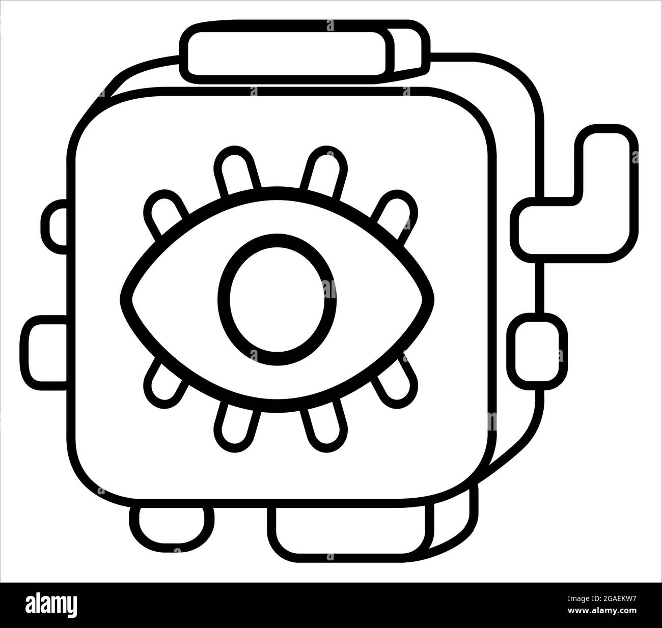 Eye spy device abstract cartoon line drawing, vector, horizontal, black ...