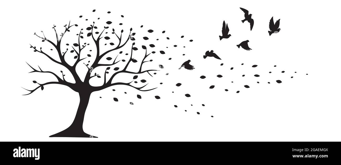 Tree With Falling Leaves Clip Art