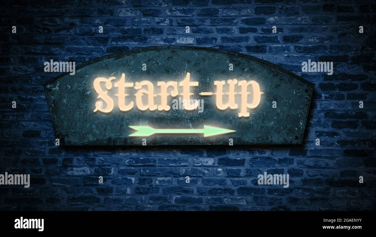 Street Sign the Direction Way to Start-Up Stock Photo - Alamy