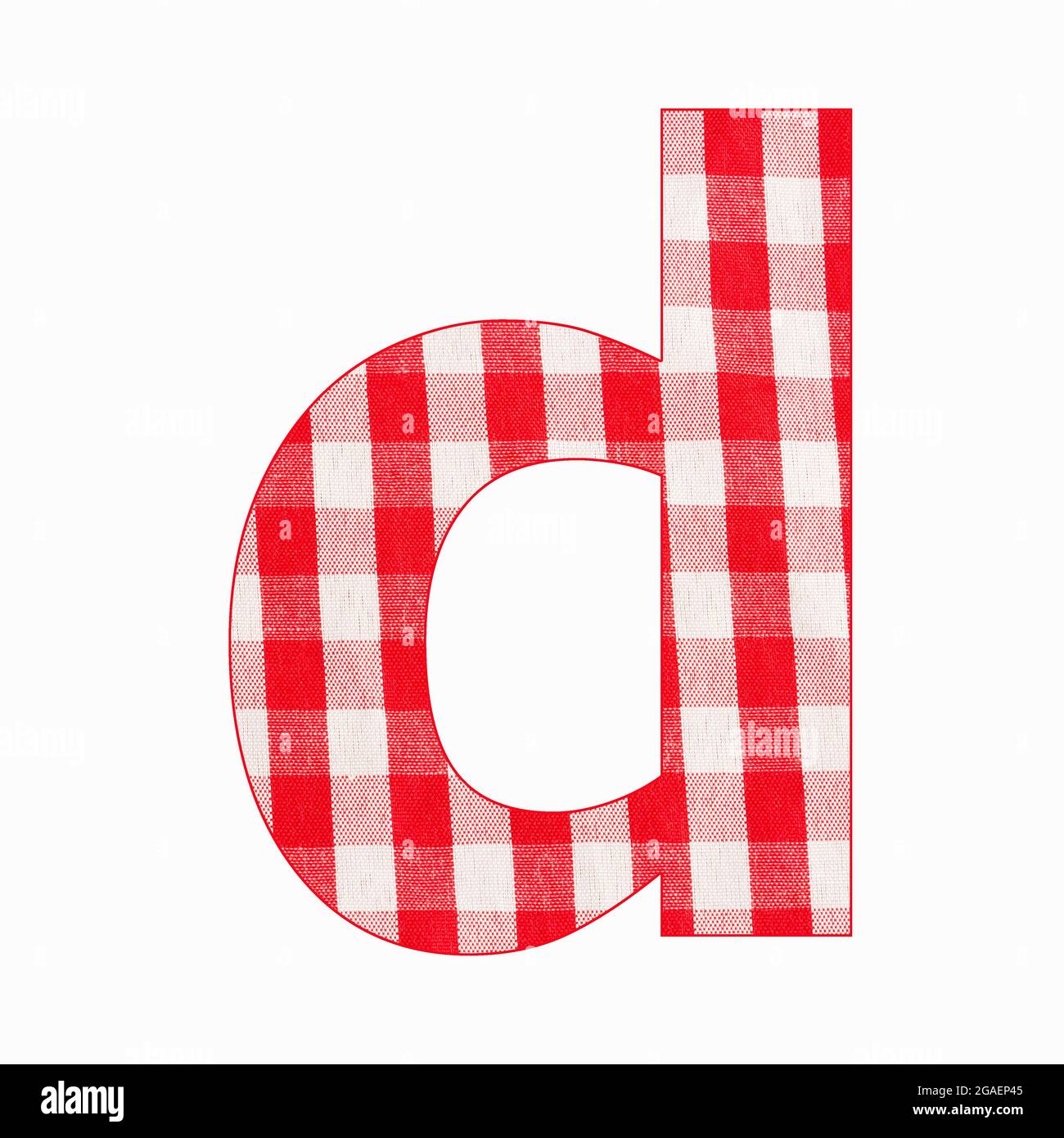 Lowercase letter d - Red checkered napkin background Stock Photo - Alamy