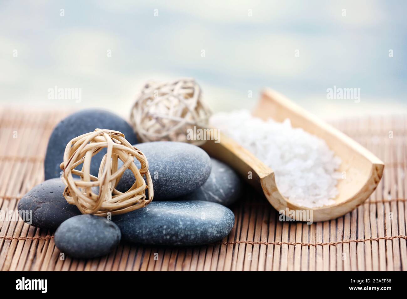 Set of relaxing things on wattled background Stock Photo - Alamy