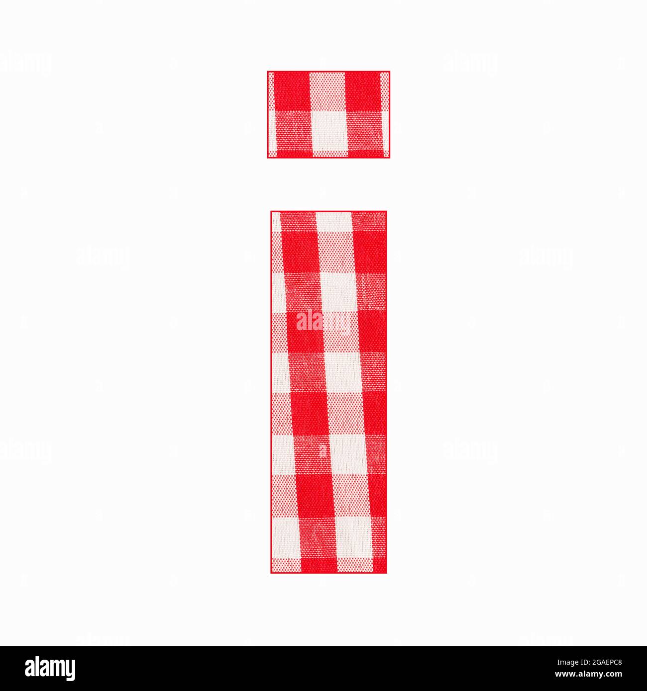 Lowercase letter i - Red checkered napkin background Stock Photo - Alamy