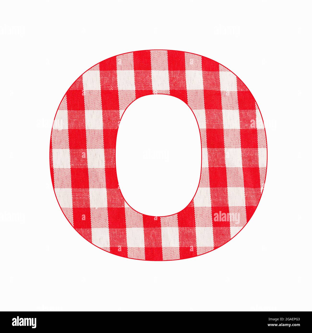 Lowercase letter o - Red checkered napkin background Stock Photo - Alamy