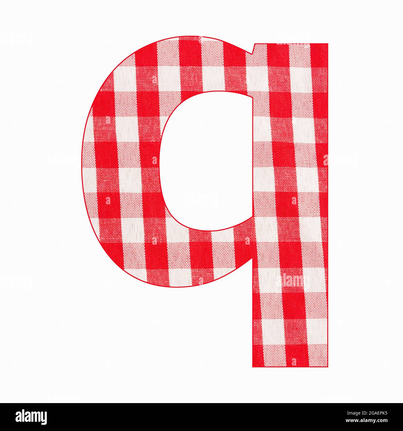 Lowercase letter q - Red checkered napkin background Stock Photo - Alamy