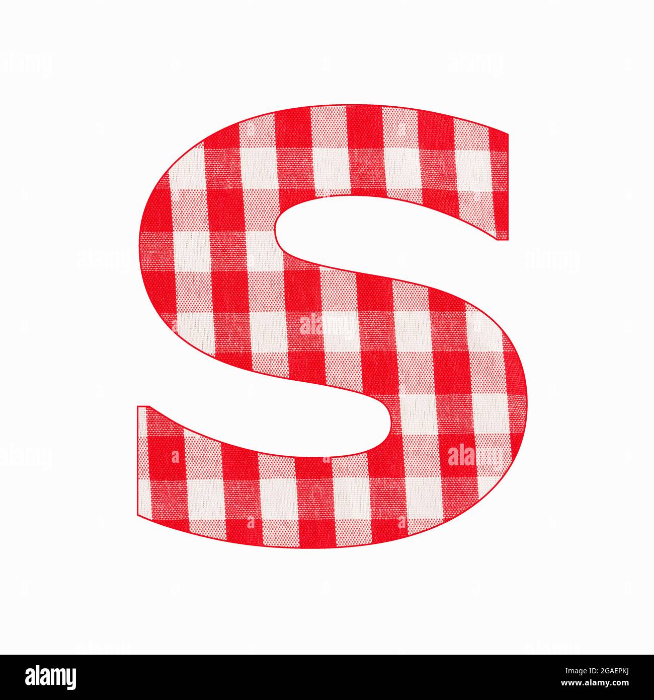 Lowercase letter s - Red checkered napkin background Stock Photo - Alamy