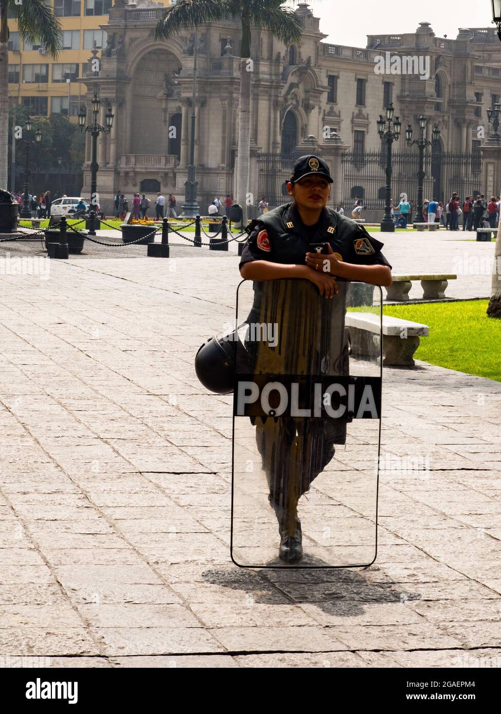 LIma, Peru - May 2016: Armed riot police on the streets of Lima ...