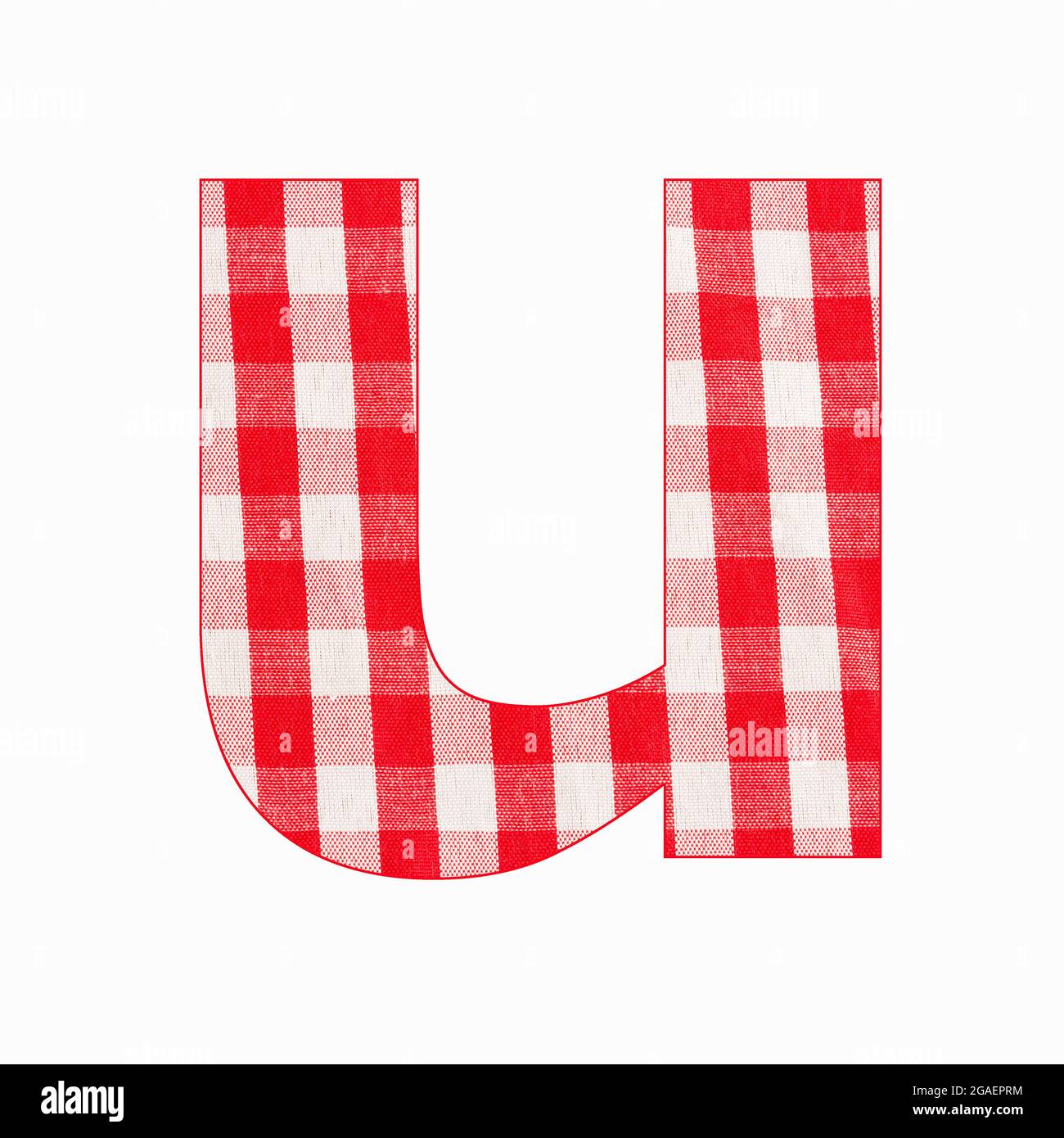 Lowercase letter u - Red checkered napkin background Stock Photo - Alamy