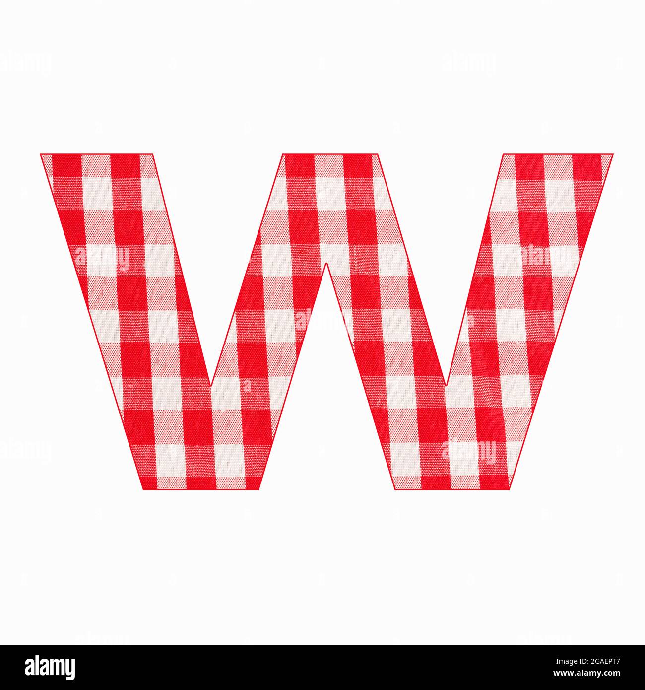 Lowercase letter w - Red checkered napkin background Stock Photo - Alamy