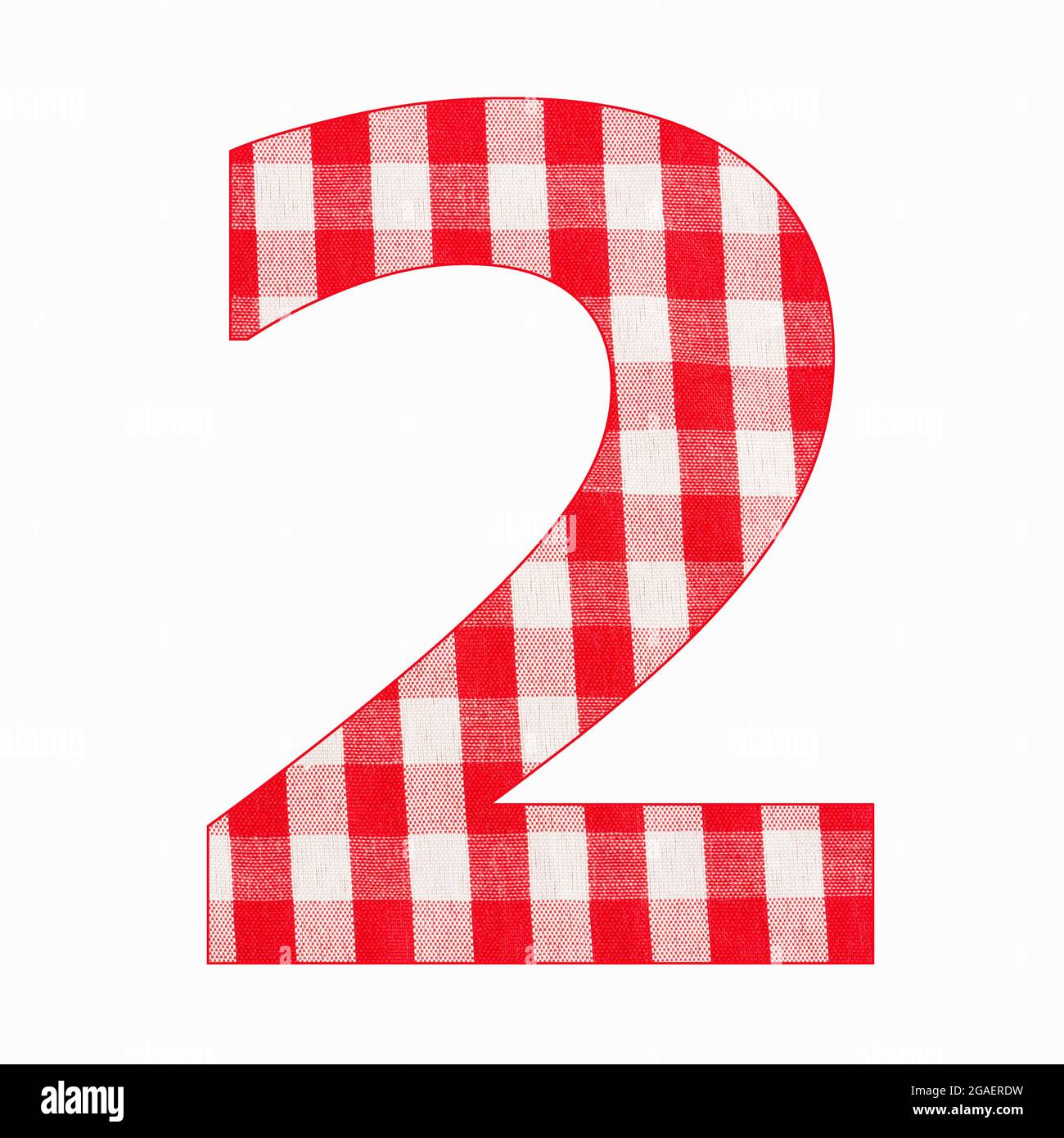 Number 2 (two) - Red checkered fabric tablecloth Stock Photo - Alamy