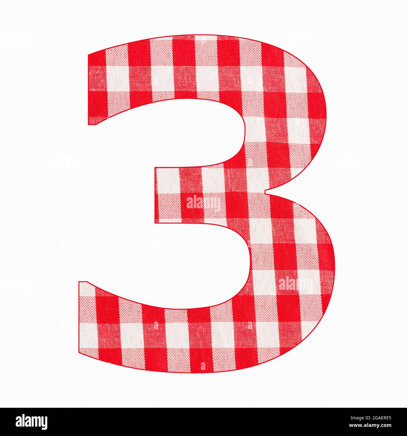 Number 3 digit - Red checkered napkin background Stock Photo - Alamy