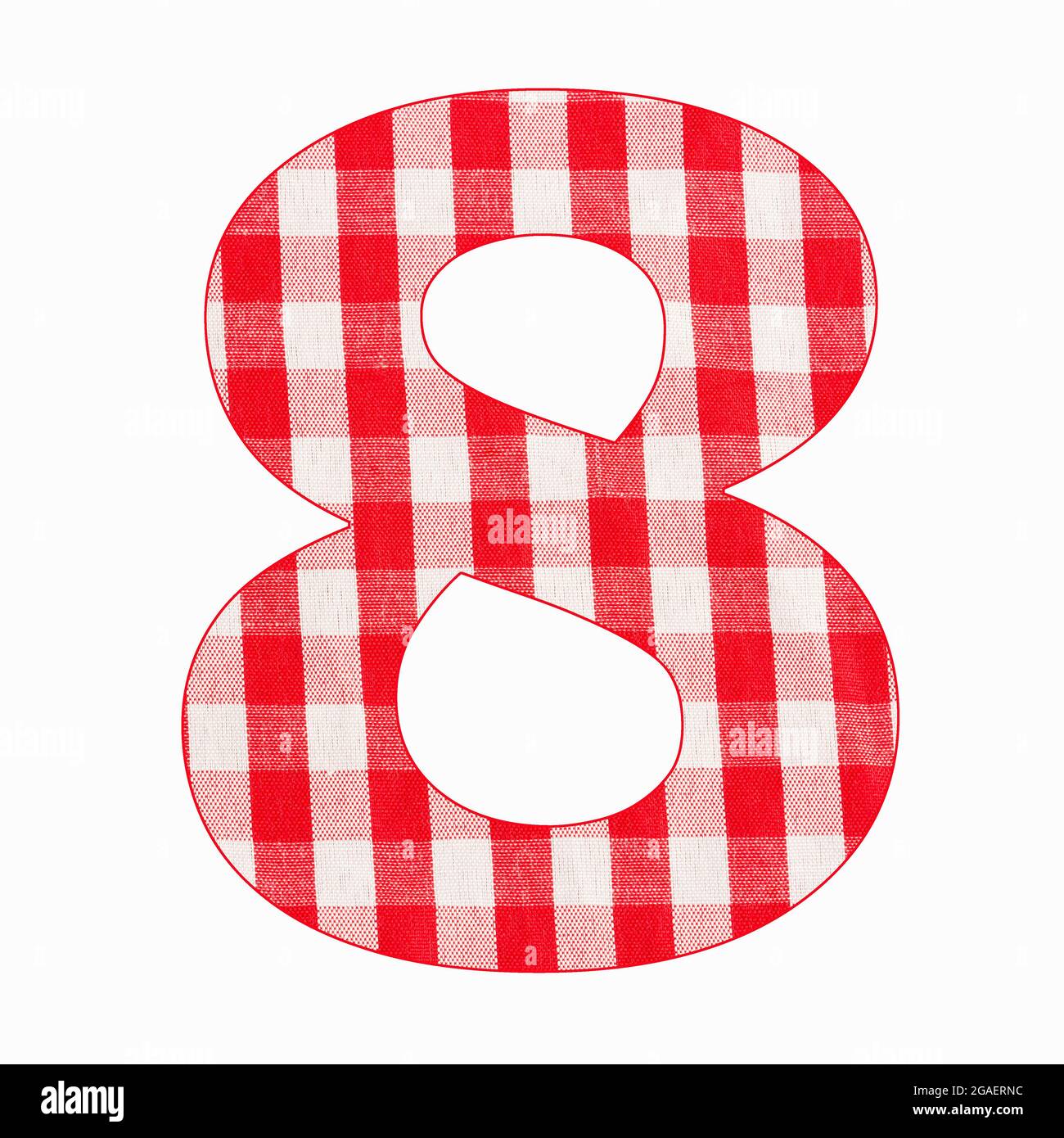 Number 8 (eight) - Red checkered fabric tablecloth Stock Photo - Alamy
