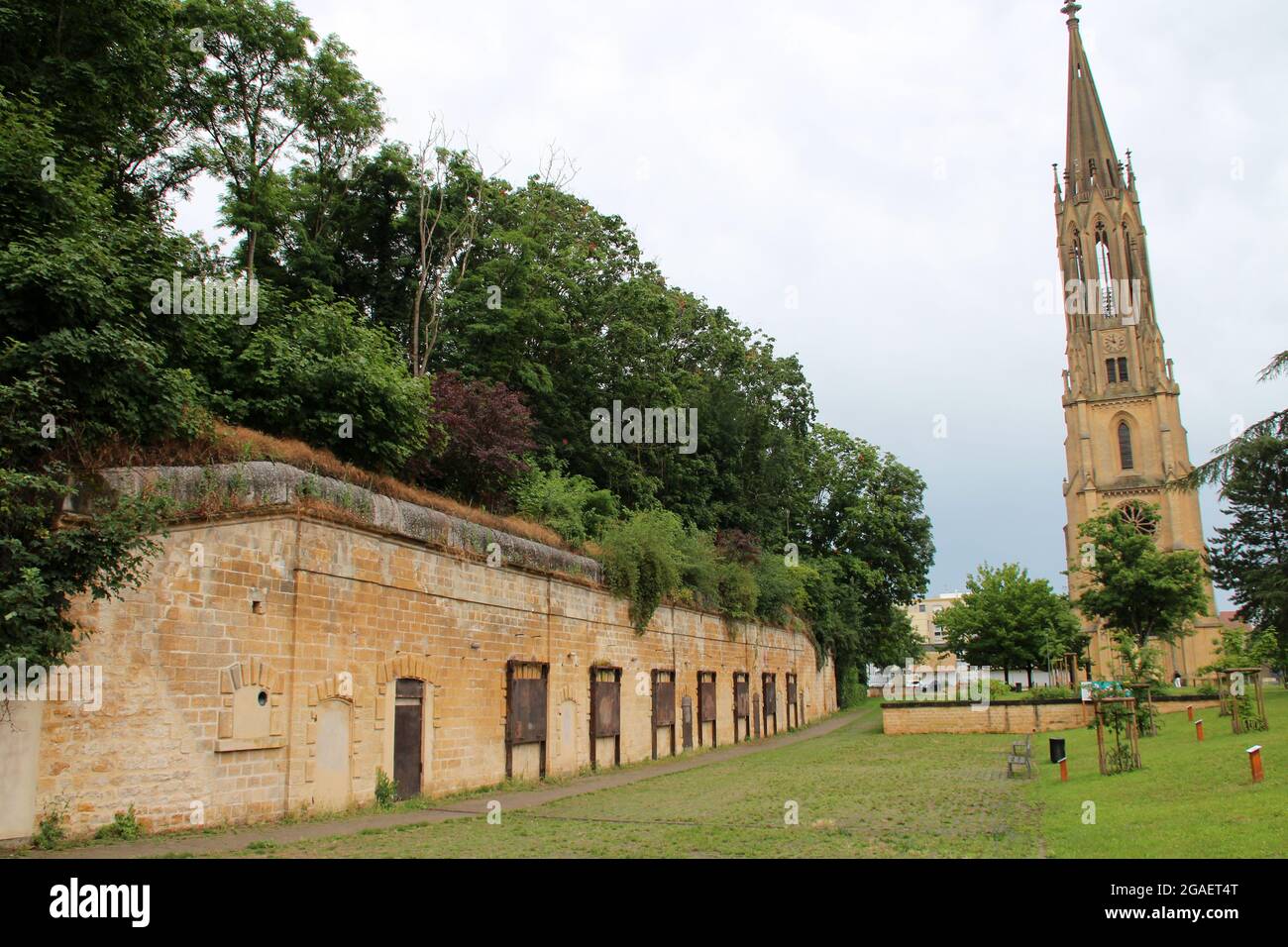 protestant church (temple de garnison) and luxembourg fort in metz in ...