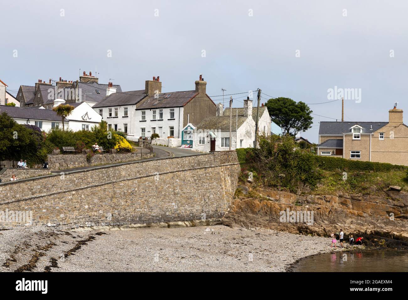 The coastal village of Moelfre on Anglesey in north Wales Stock Photo ...