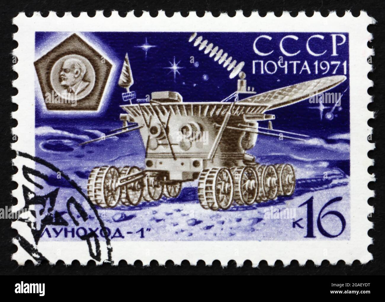 RUSSIA - CIRCA 1971: a stamp printed in the Russia shows Lunokhod 1 in ...