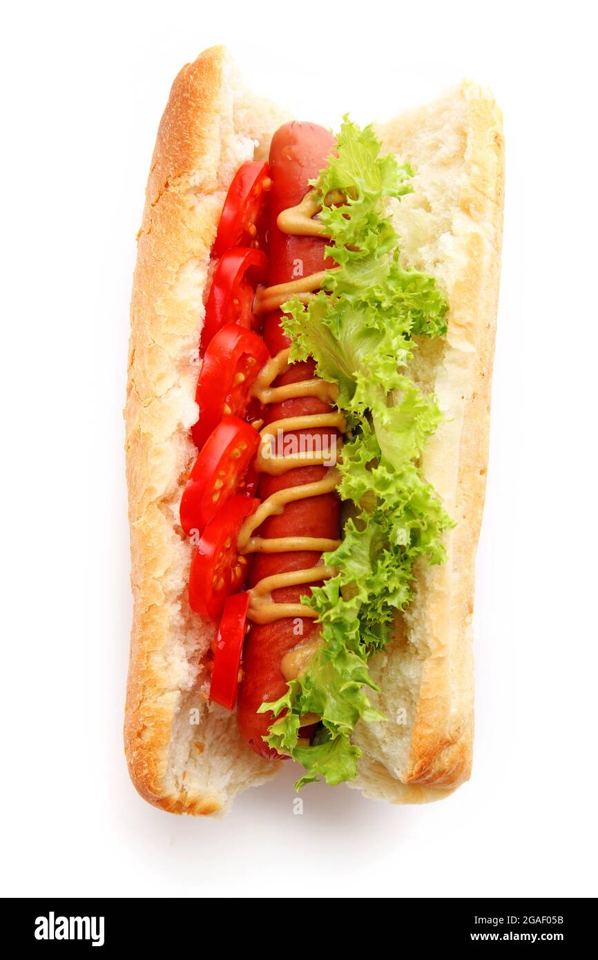 Fresh hot dog isolated on white Stock Photo - Alamy