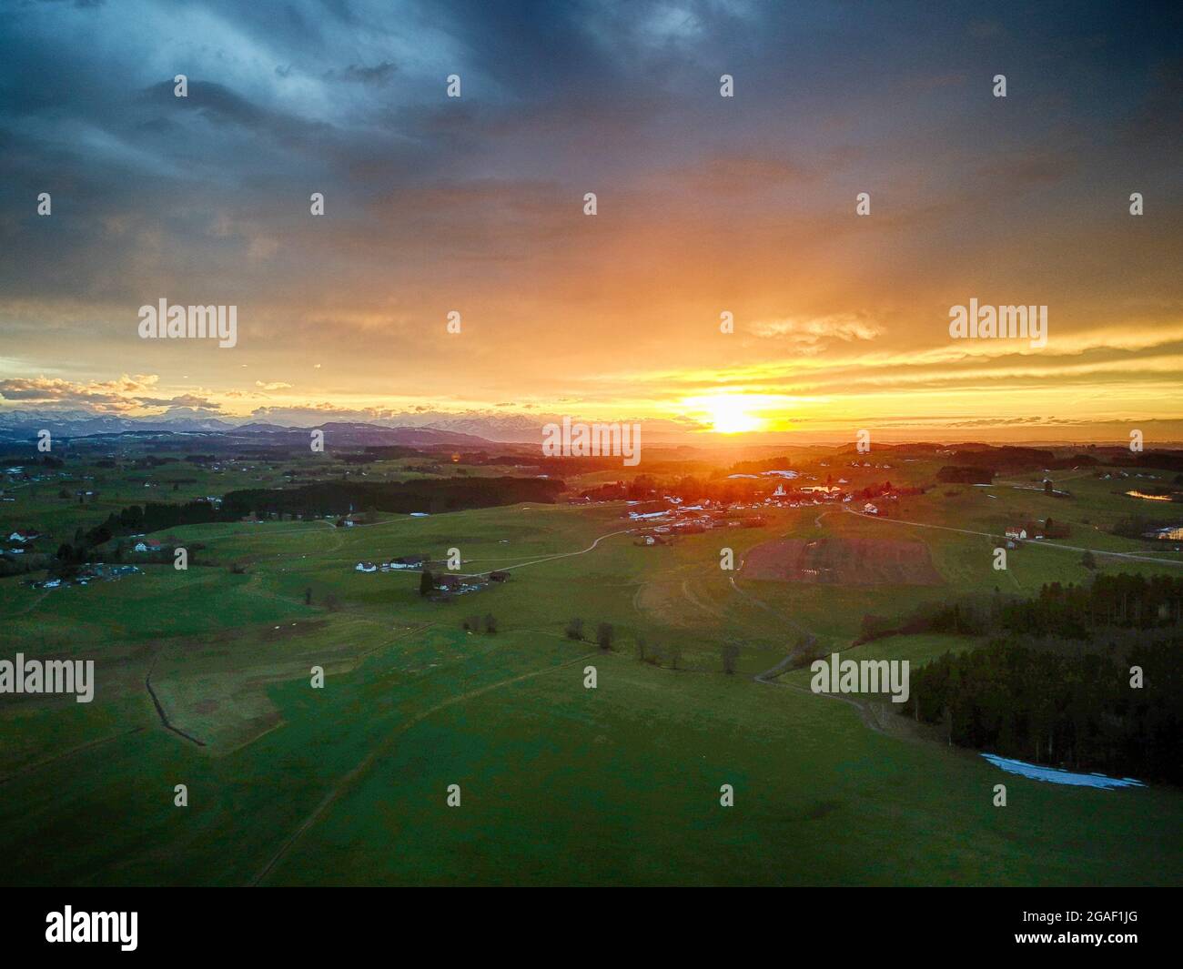 sunset in a very beautiful landscape Stock Photo - Alamy