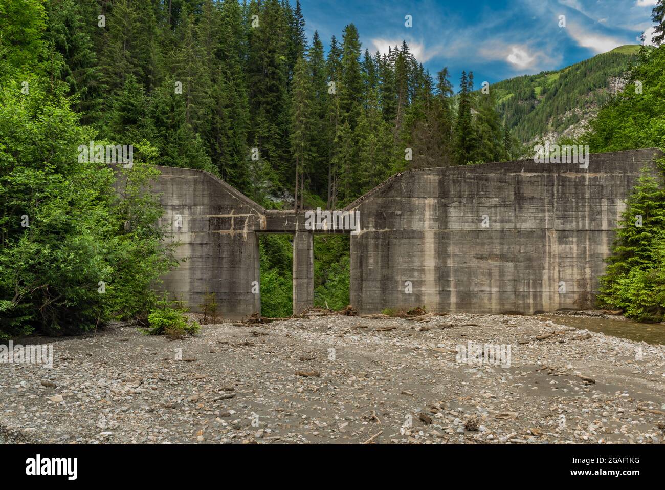 Dam for spring water flooding in Austria mountains and valleys in ...