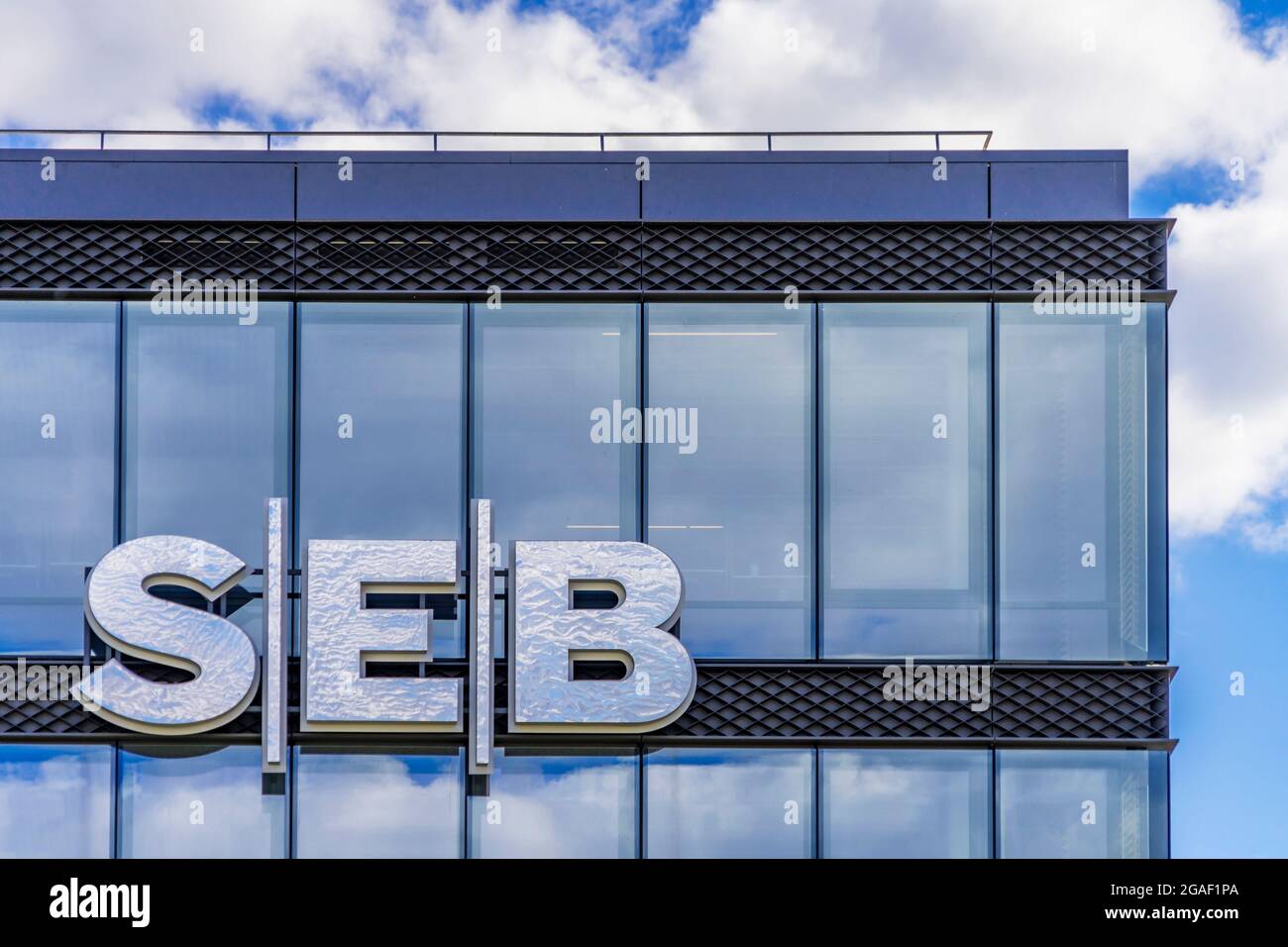 SEB bank logo on SEB bank Head office building on 30 May 2021 in ...