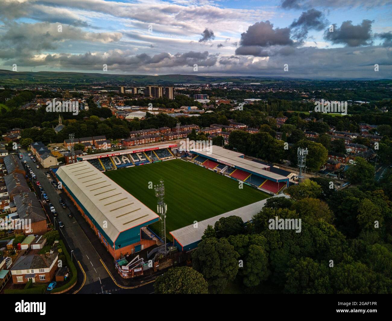 Rochdale Football Club Lancashire Aerial View Spotland Stadium Drone ...