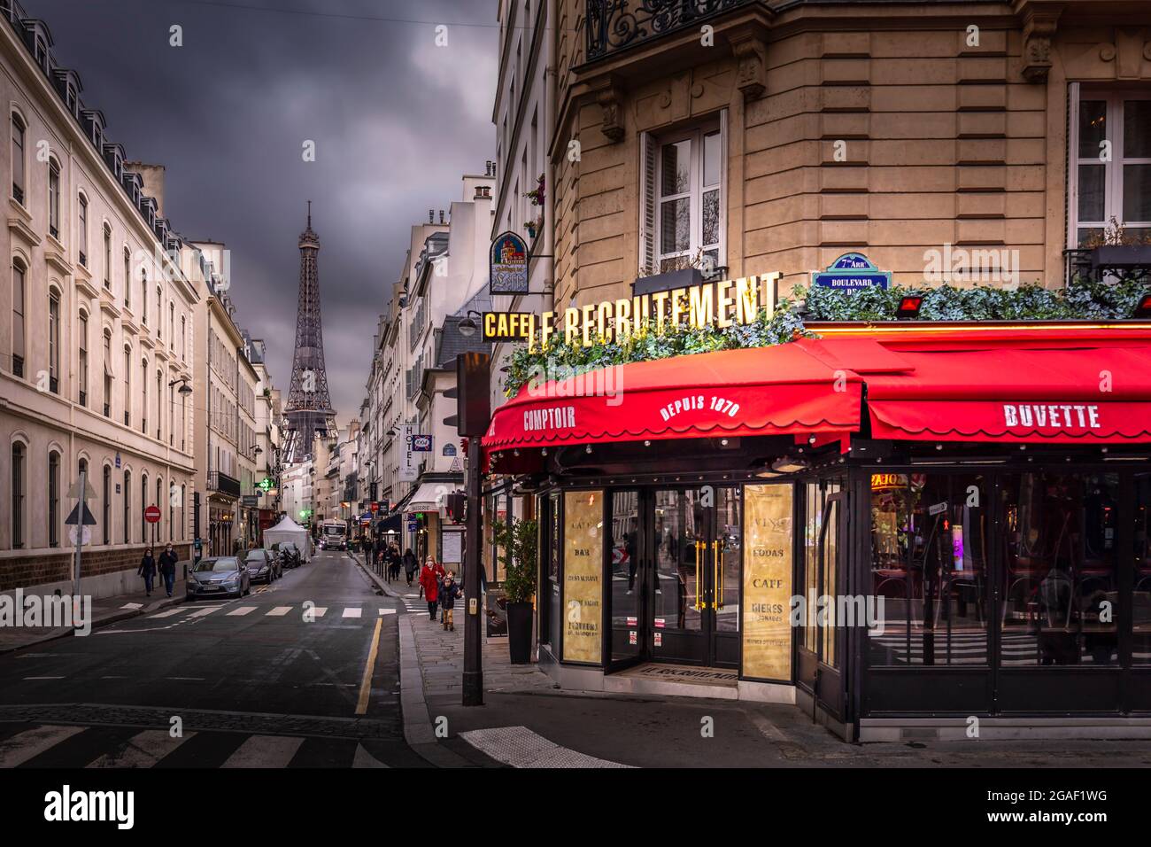 Paris, France - January 28, 2021: Iconic Eiffel tower viewed from a ...