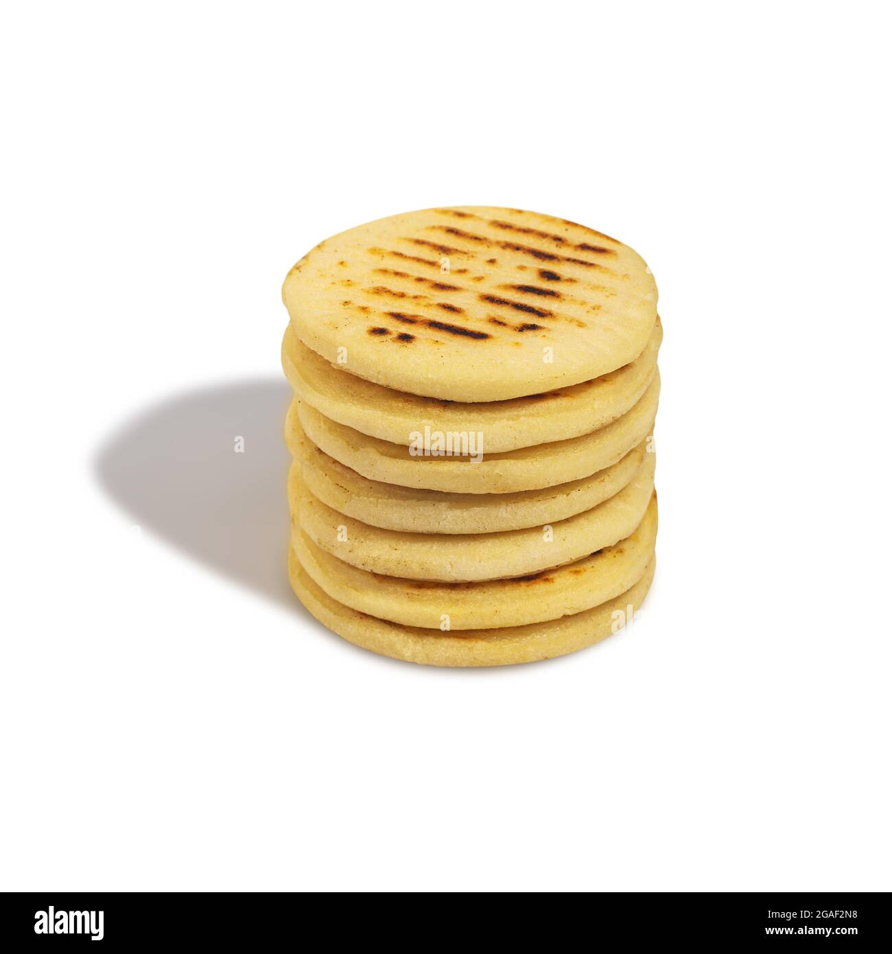 Arepa is a type of meal made from ground corn dough, cornmeal, isolated ...