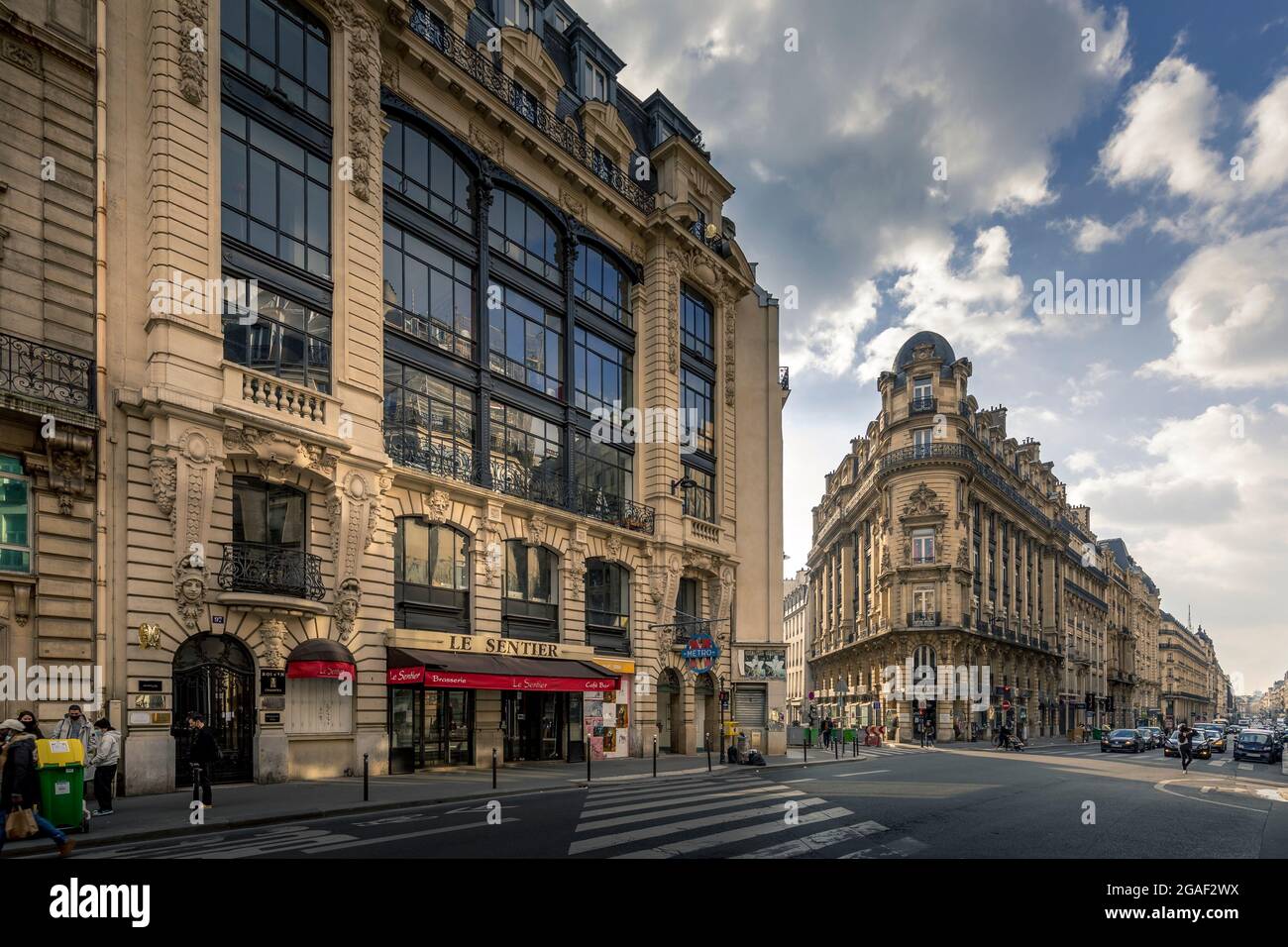 Paris, France - March 9, 2021: Reaumur street in Paris. Nice street ...