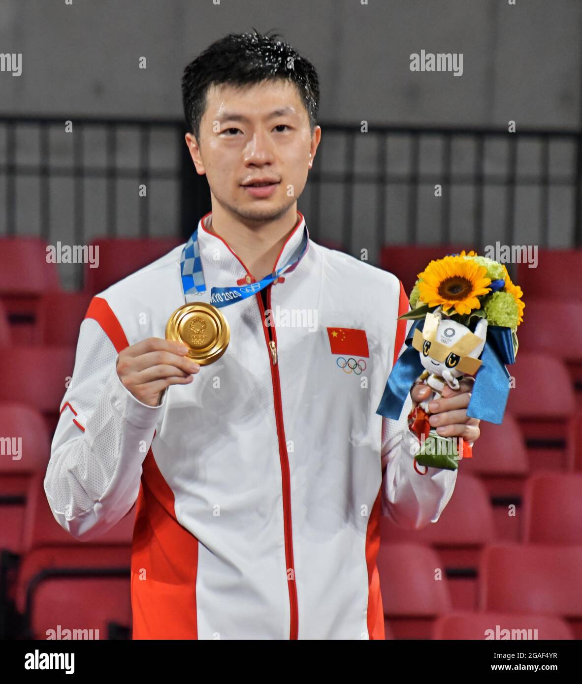 Tokyo, Japan. 30th July, 2021. Gold medalist China's Ma Long poses for ...