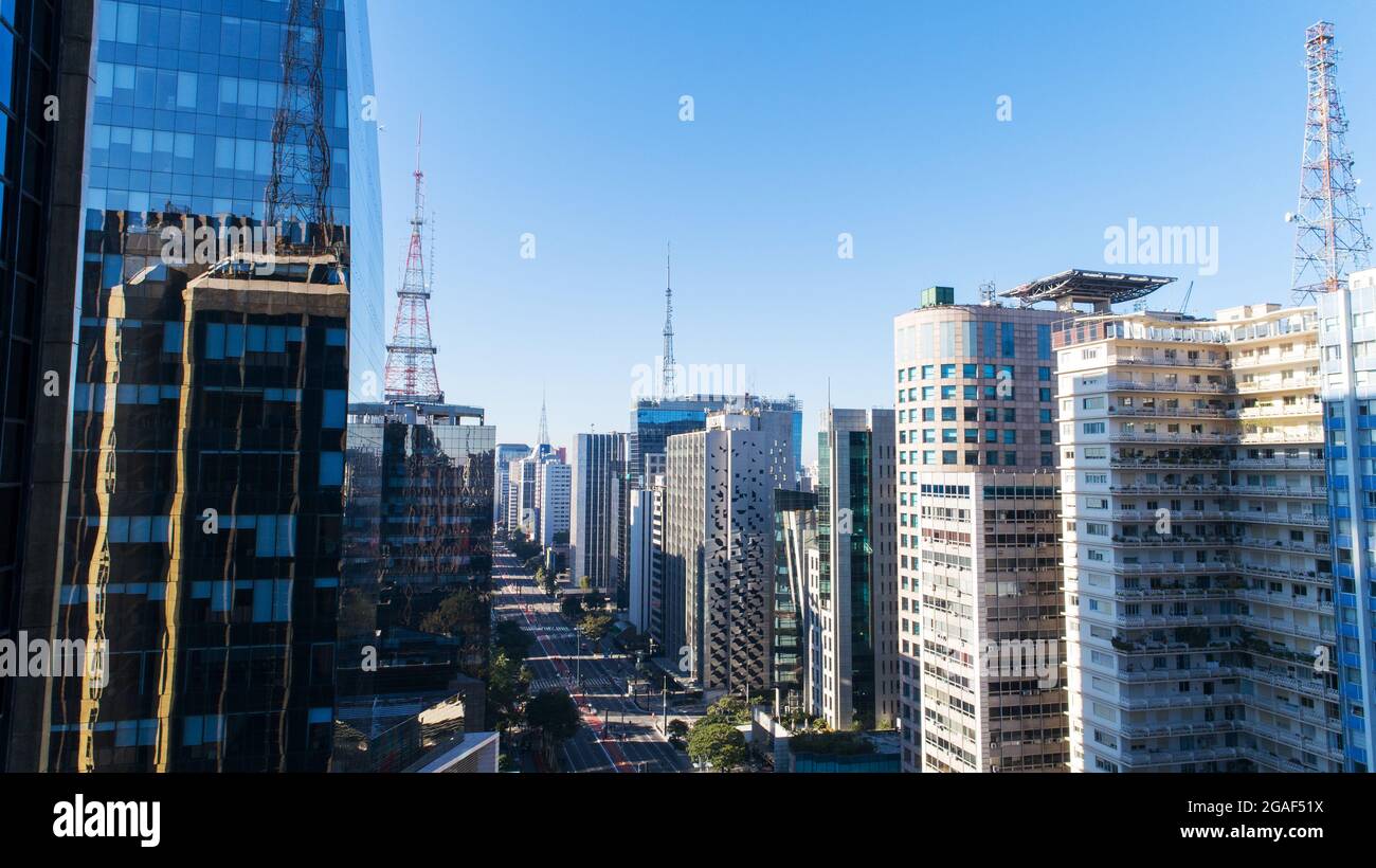Aerial view of Av. Paulista in São Paulo, SP. Main avenue of the ...