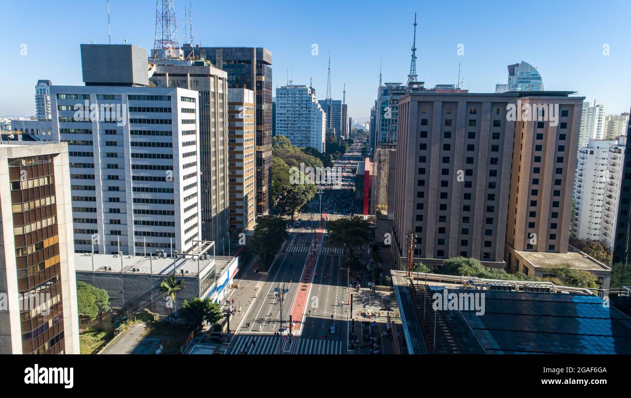 Aerial view of Av. Paulista in São Paulo, SP. Main avenue of the ...