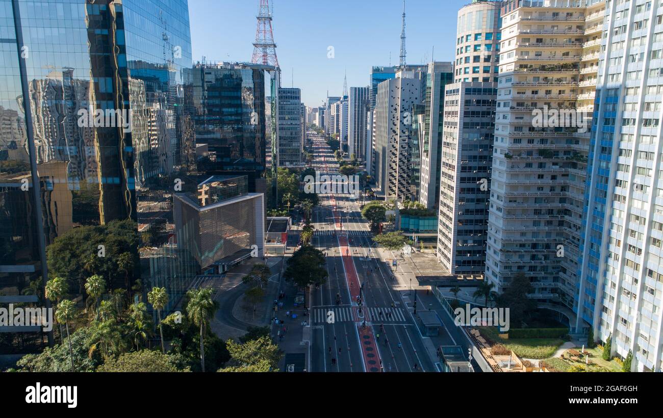 Aerial view of Av. Paulista in São Paulo, SP. Main avenue of the ...