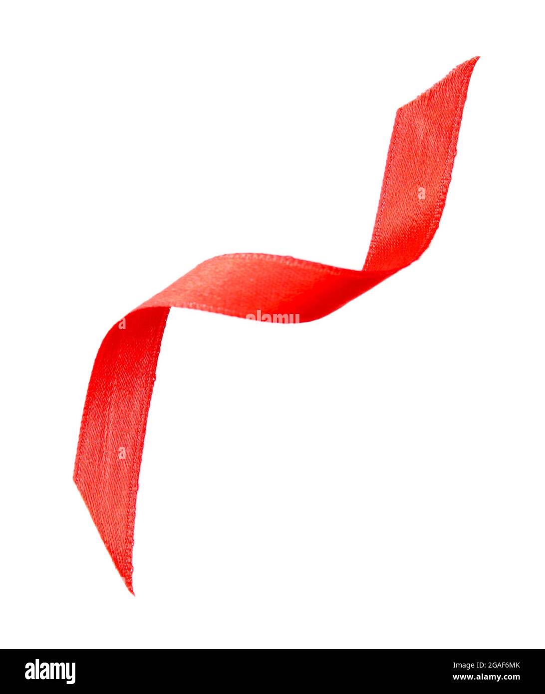 Red curved ribbon isolated on white background Stock Photo - Alamy