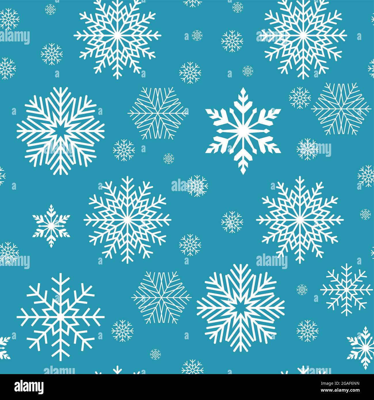 Seamless white frosty snowflakes on ice blue background. Fine designed ...