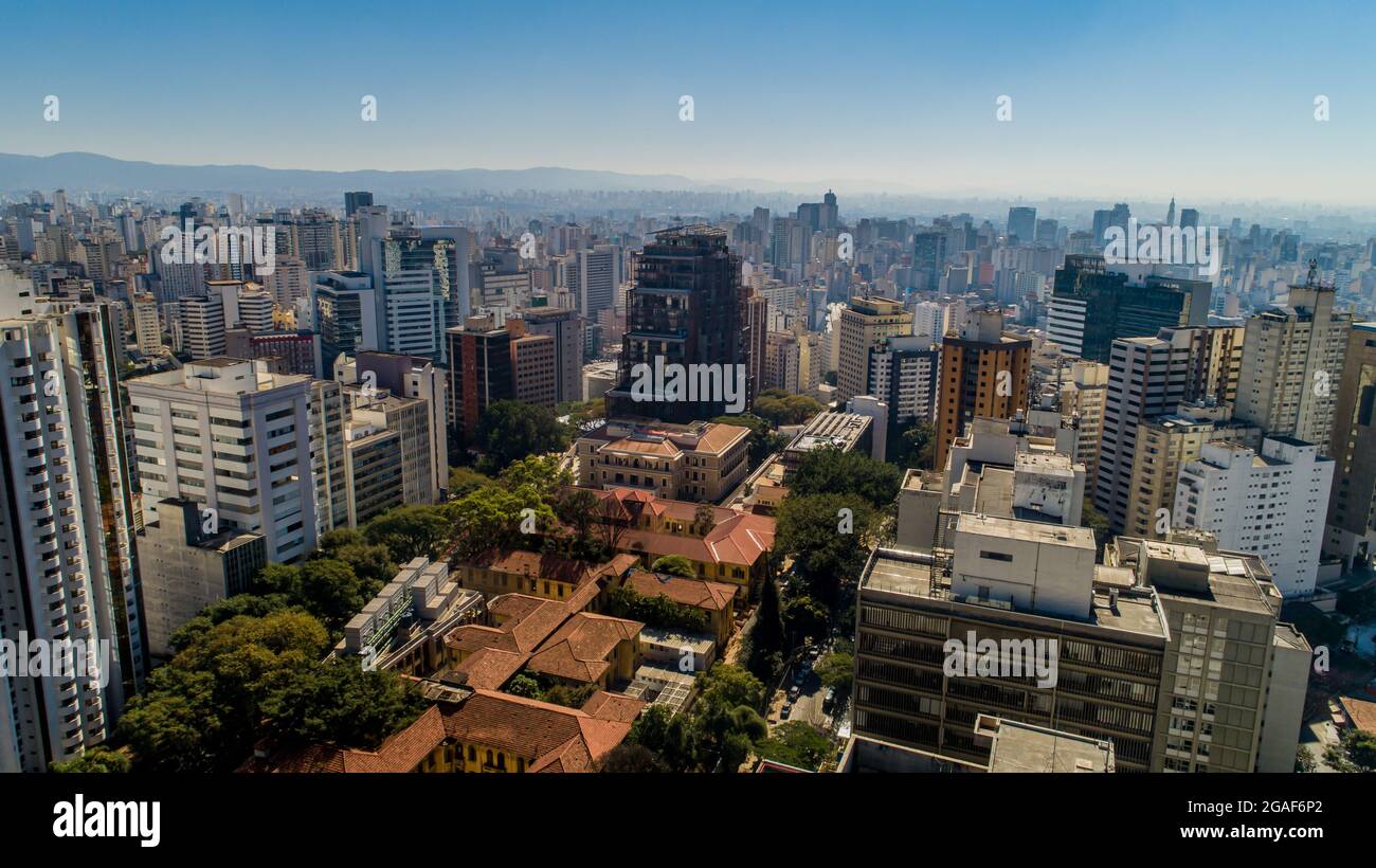Aerial view of Av. Paulista in São Paulo, SP. Main avenue of the ...