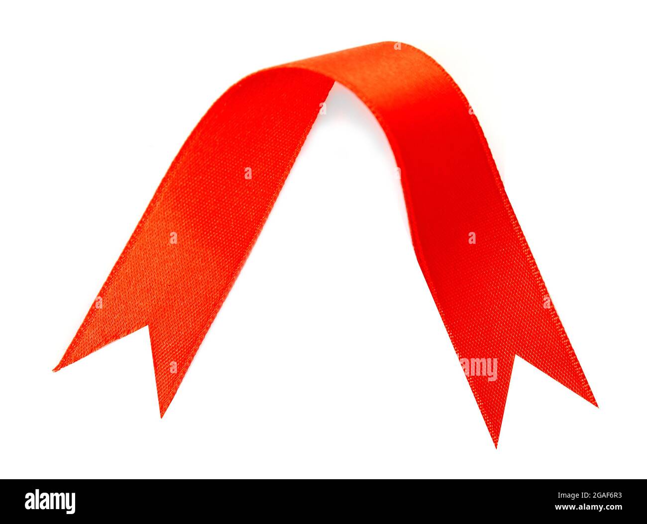 A little red curved ribbon isolated on white Stock Photo - Alamy