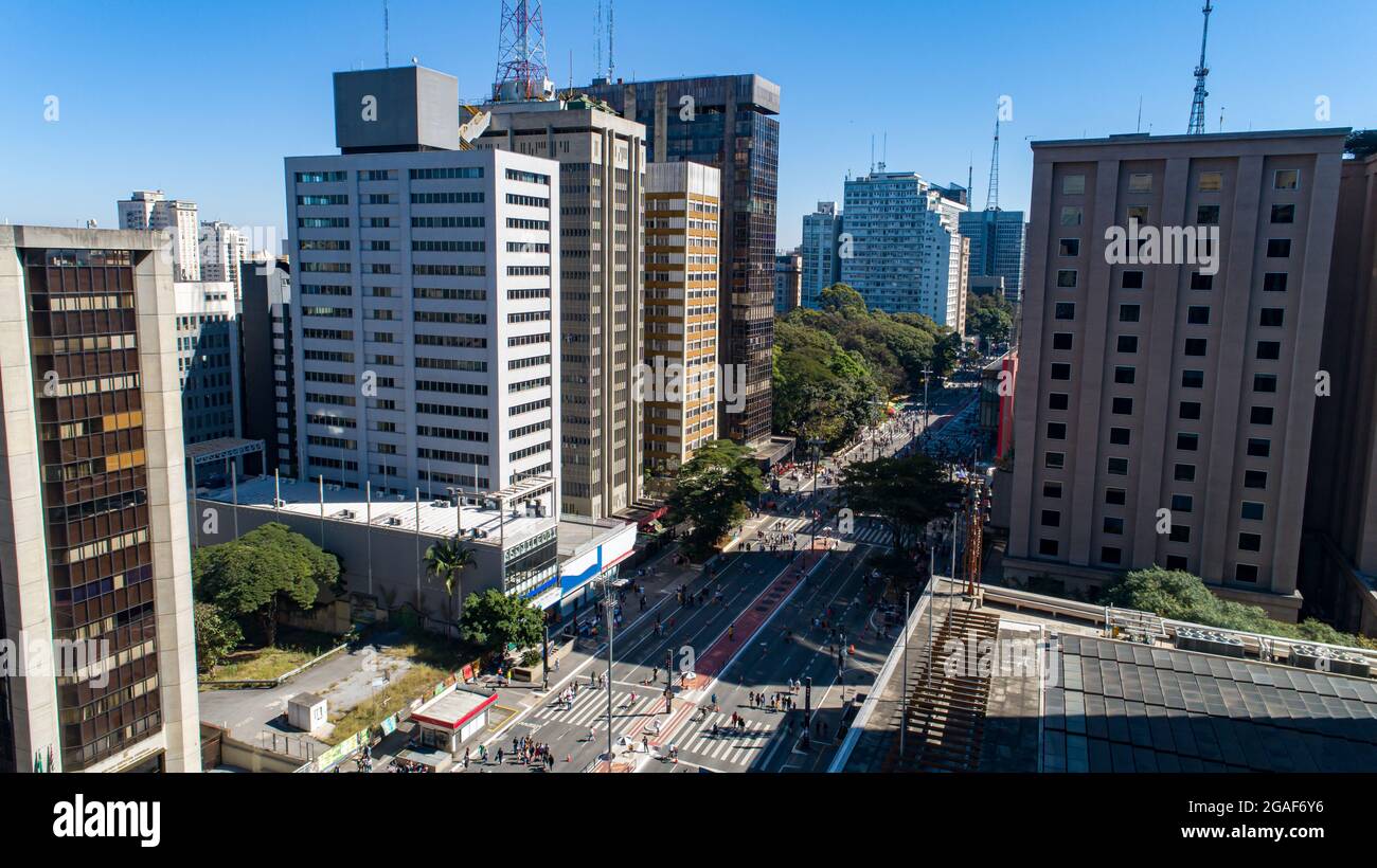 Aerial view of Av. Paulista in São Paulo, SP. Main avenue of the ...