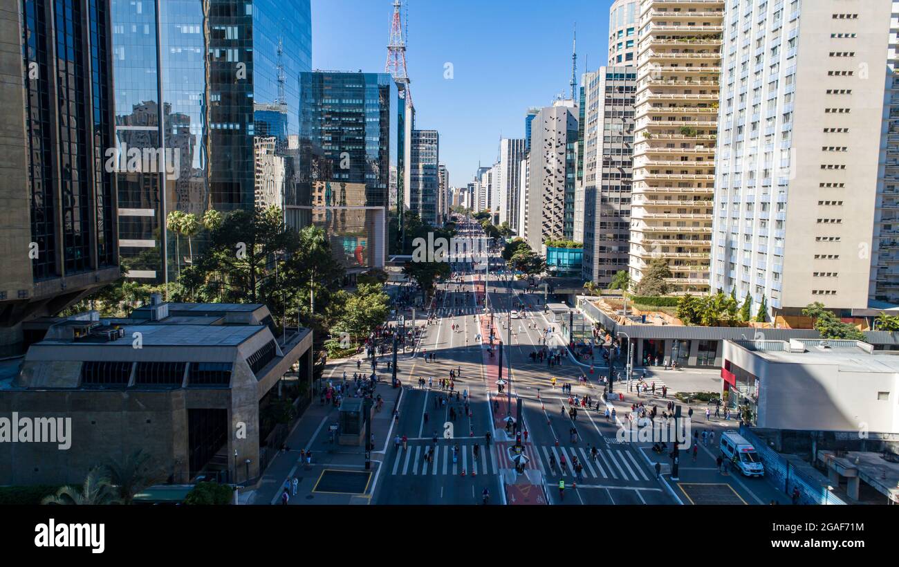 Aerial view of Av. Paulista in São Paulo, SP. Main avenue of the ...