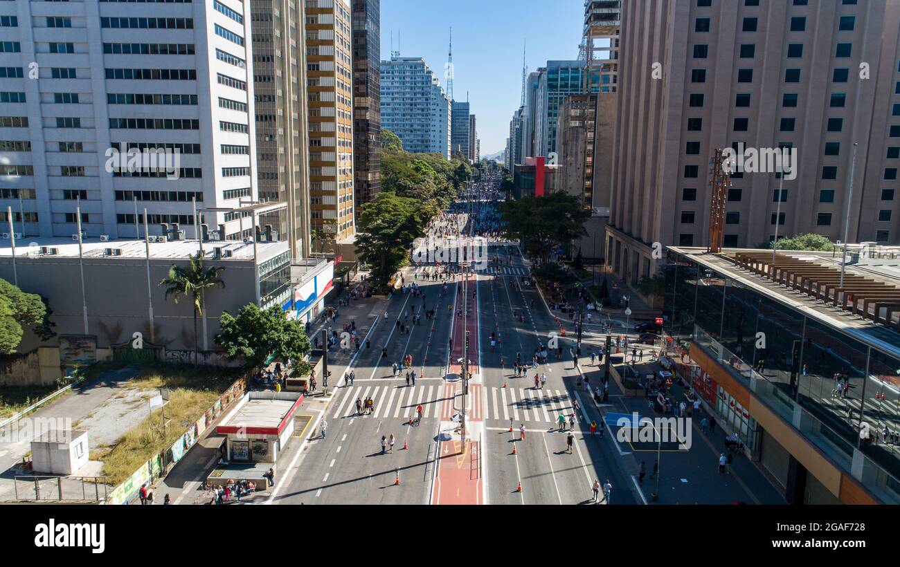 Aerial view of Av. Paulista in São Paulo, SP. Main avenue of the ...