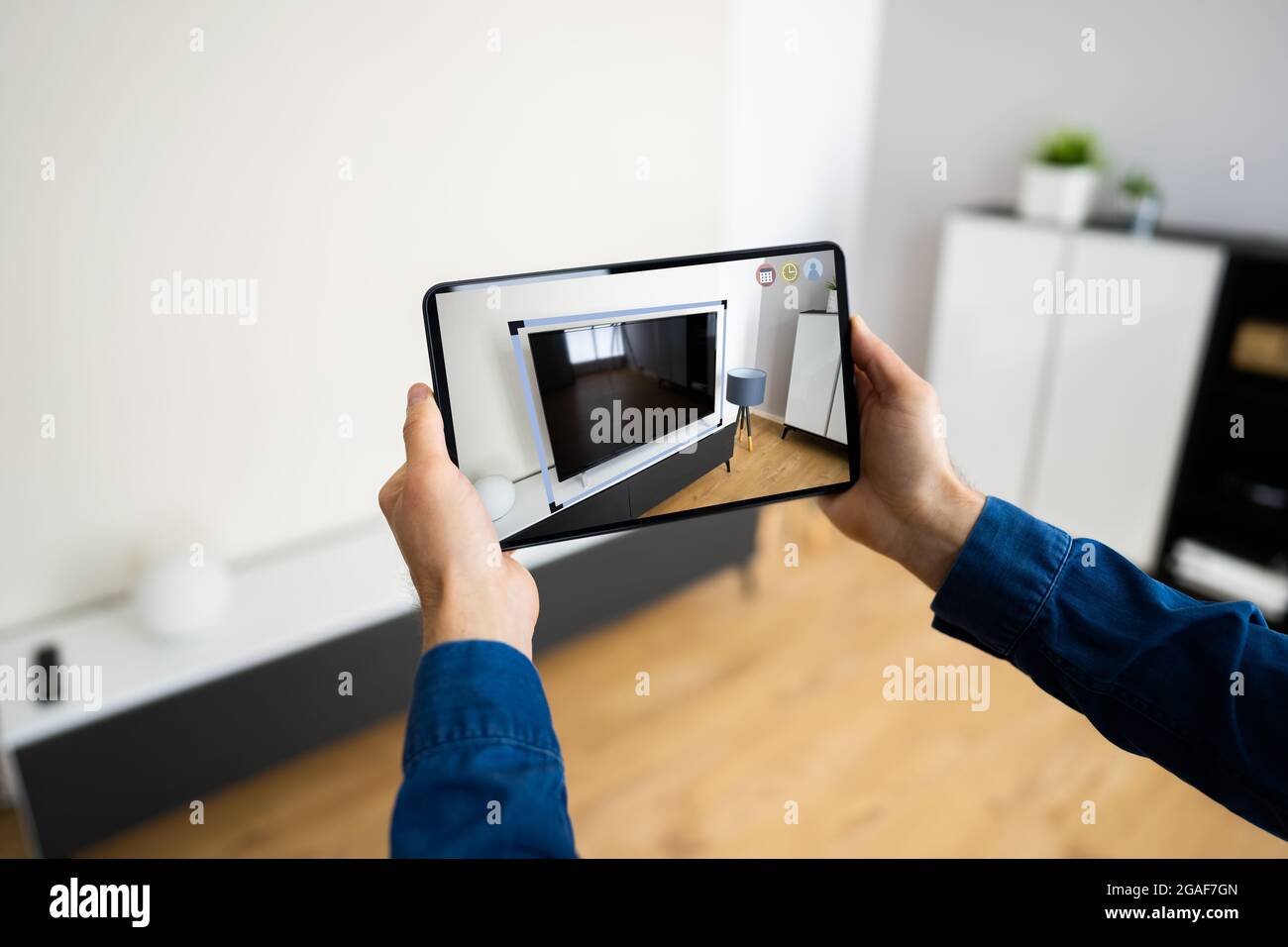 AR Smartphone Designer Application. Augmented Reality TV Stock Photo ...