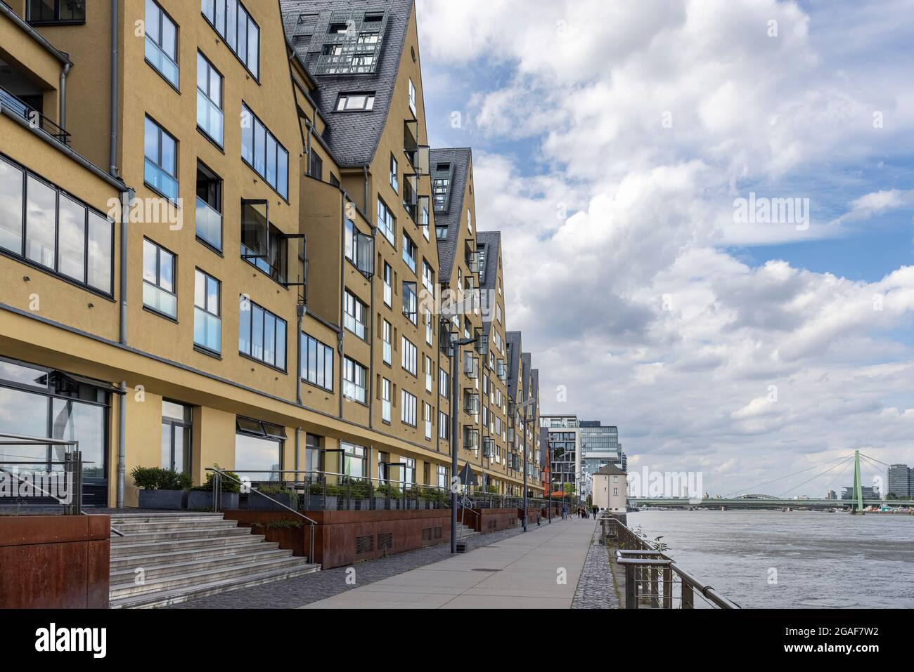 Modern waterfront buildings mimicking old building style in Cologne ...
