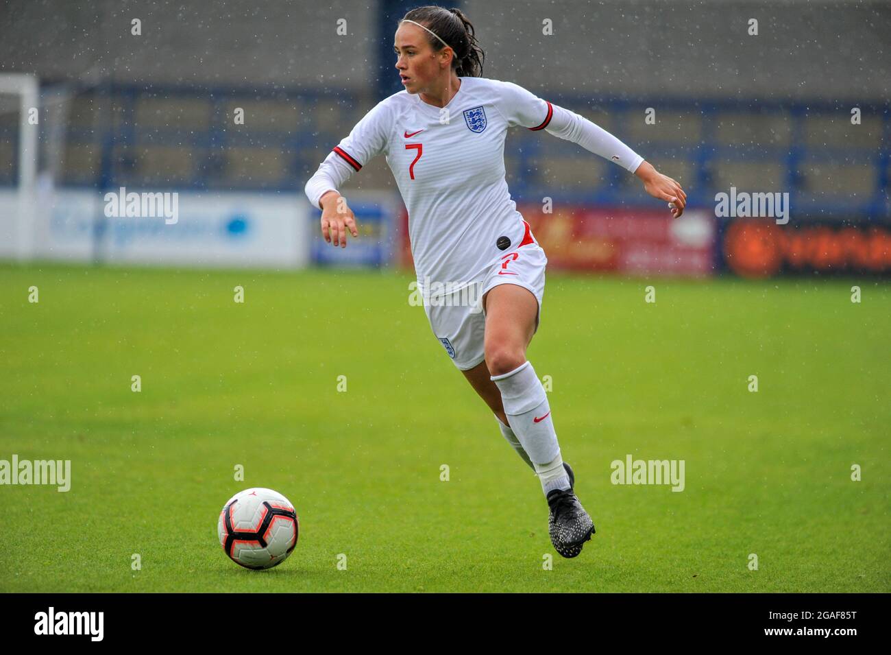 Grace Clinton (7 England) goes forward during the friendly under 19 ...
