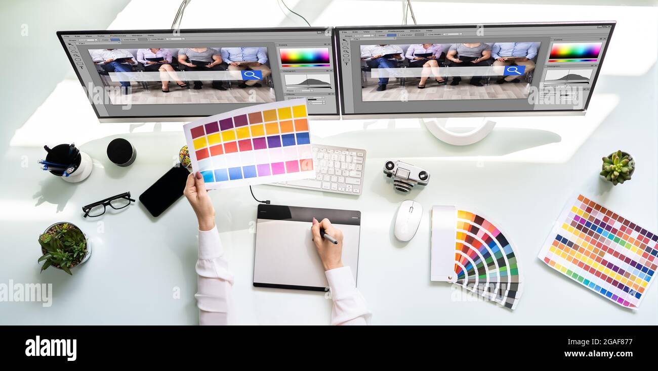 Professional Graphic Designer Woman Working On Computer Stock Photo - Alamy