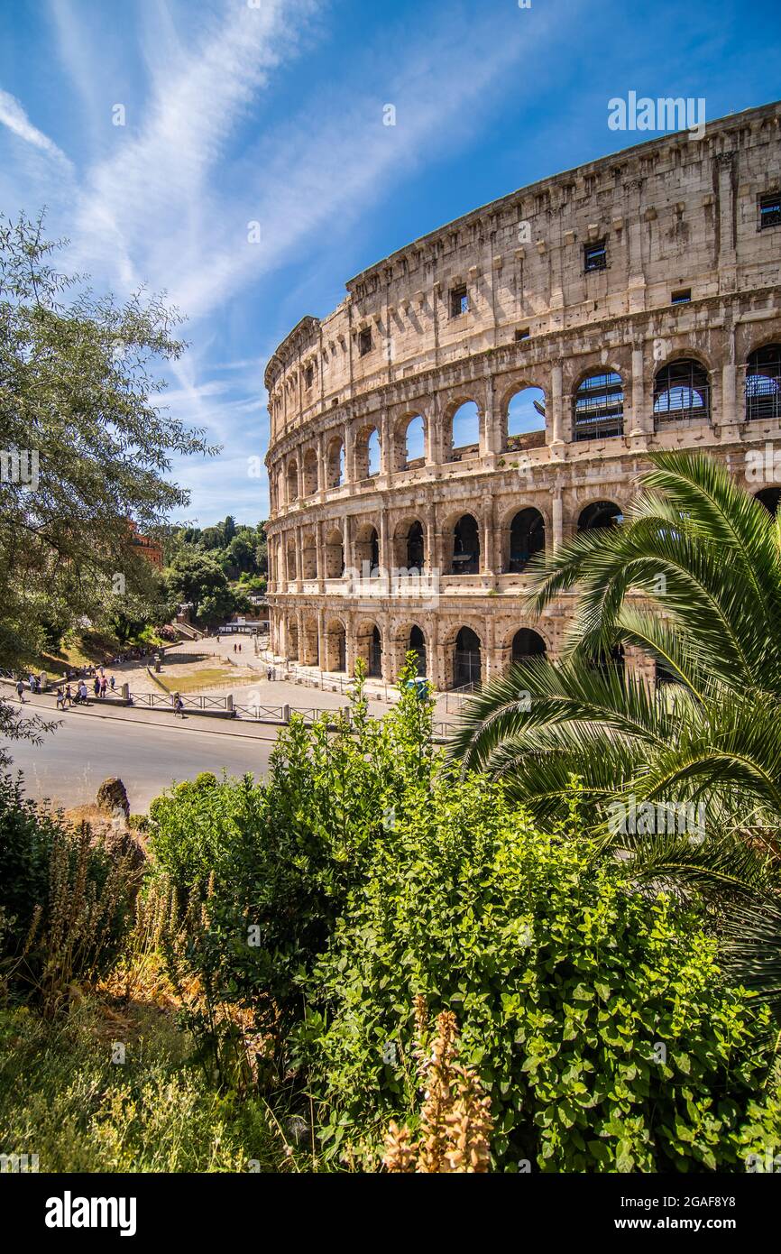 Rome, Italy - Juny, 2021: Ancient Roman Coliseum or Colosseum is one of ...