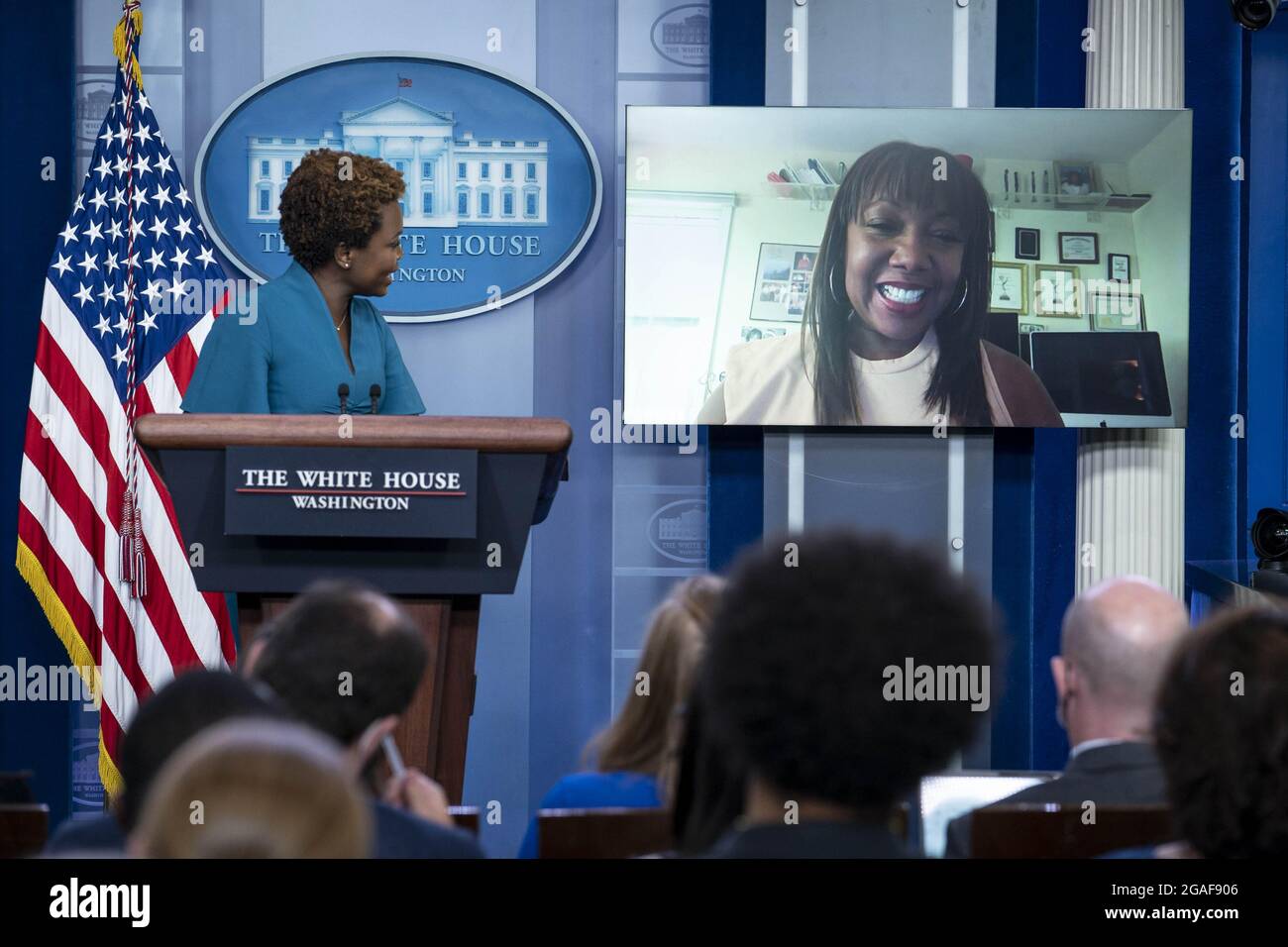 Washington DC, USA. 30th July, 2021. Vanessa Tyler, a reporter with ...