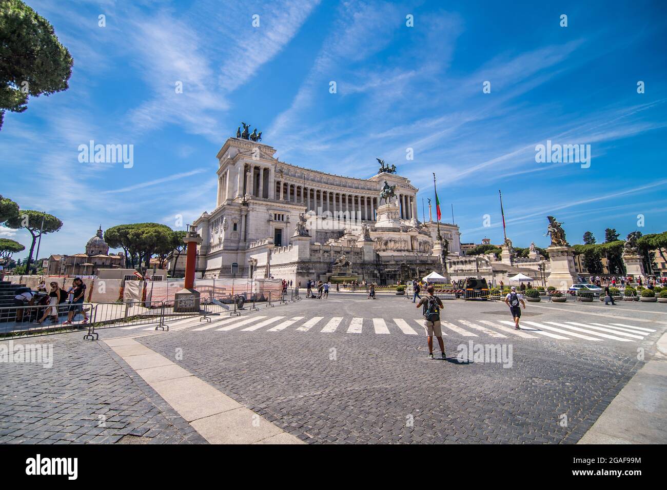 Rome, Italy - Juny, 2021: Piazza Venezia is a famous square in Rome. It ...