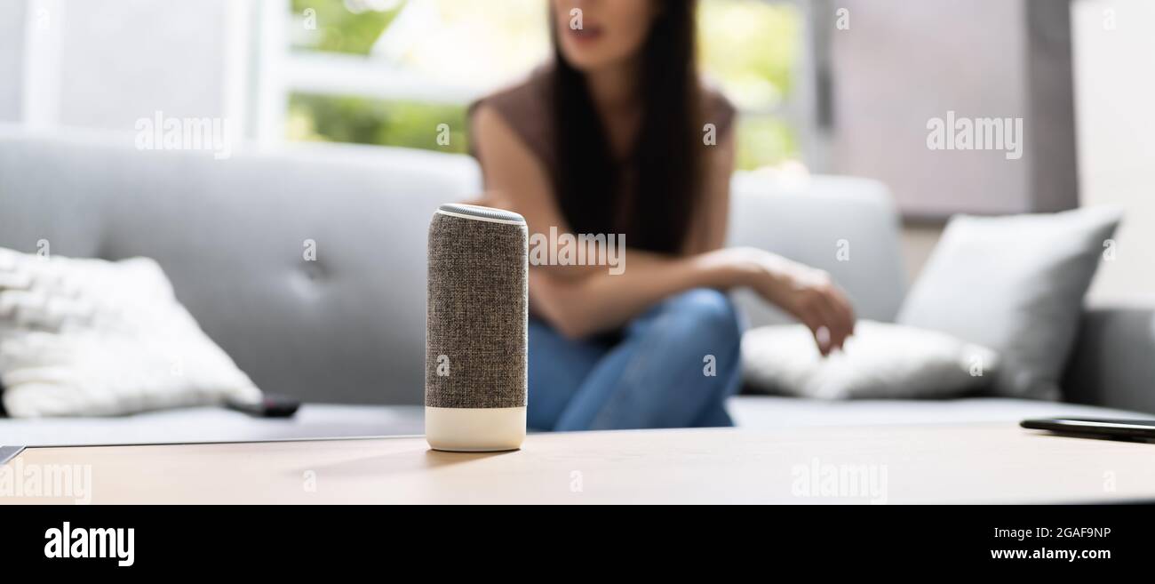 Smart Speaker And Voice Assistant. Audio Technology Stock Photo - Alamy