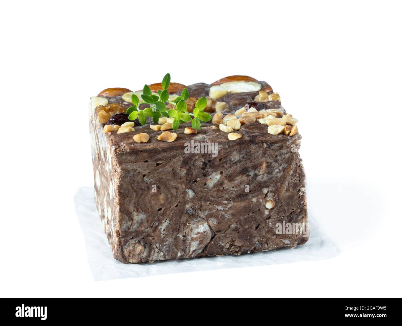 handmade chocolate sherbet with nuts isolated on white background Stock ...