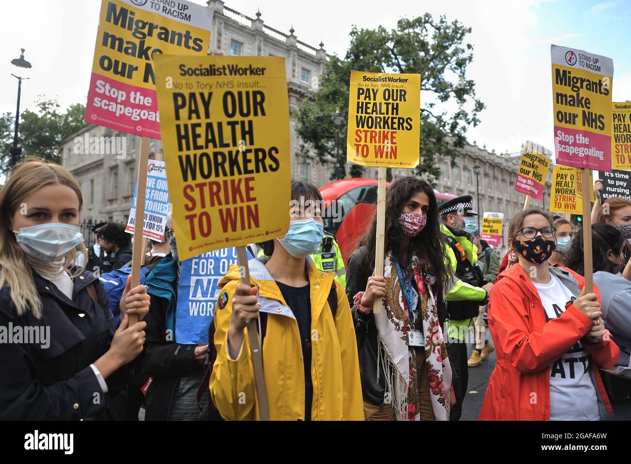 London, UK. 30th July, 2021. Medical students from different ethnics ...