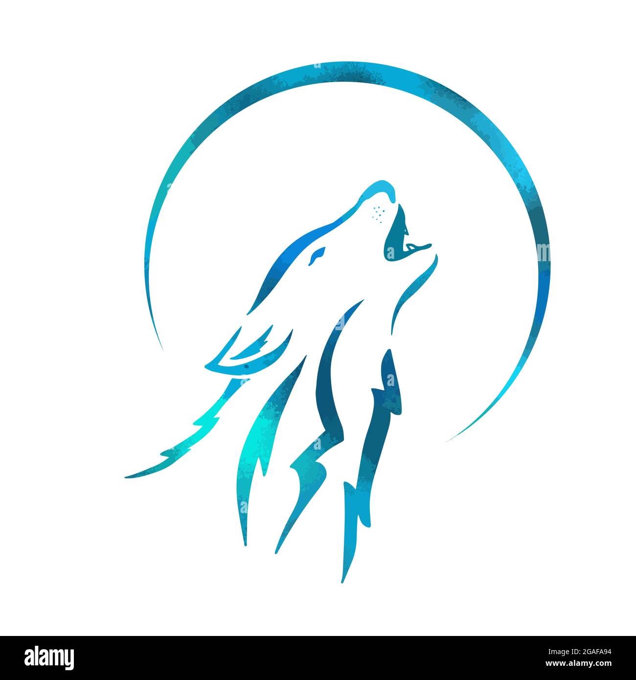 Wolf Head Howling At The Moon