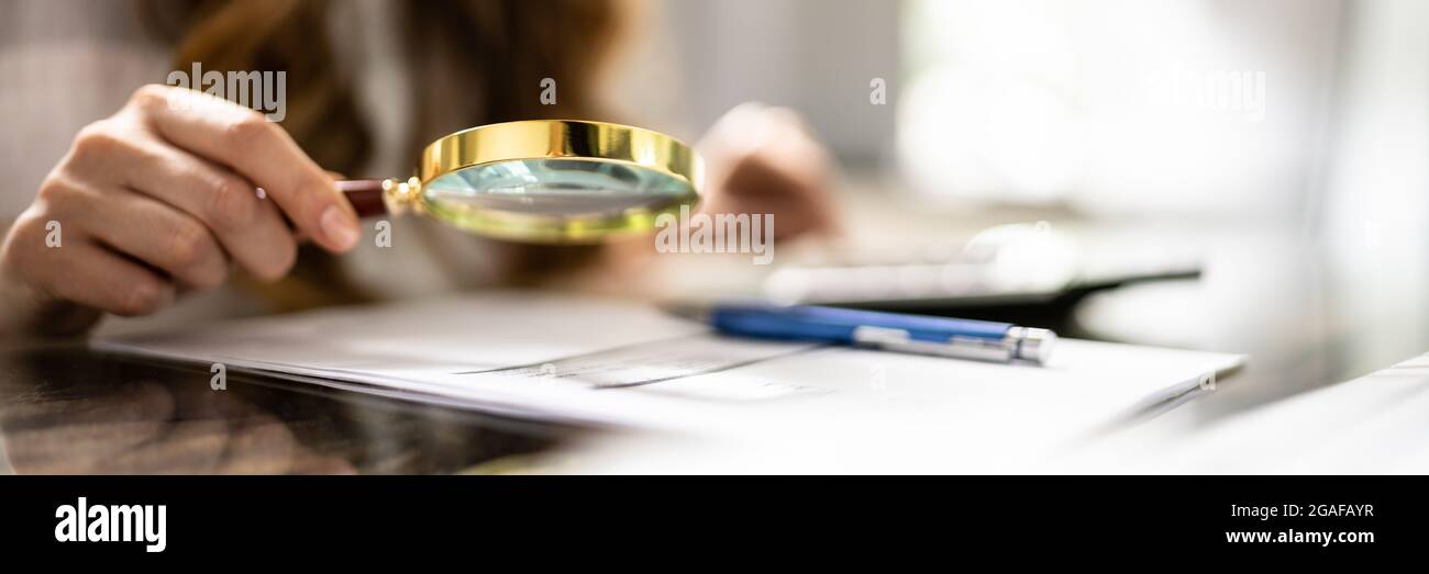 Business Fraud Investigation Using Magnifying Glass. Finance And Tax ...