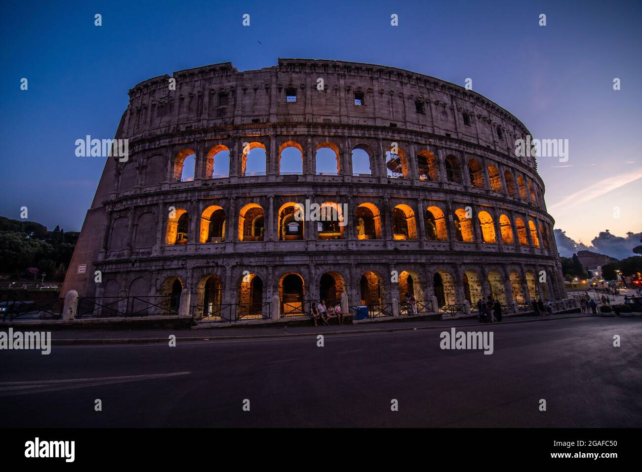 Rome, Italy - Juny, 2021: Colosseum at night with colorful blurred ...